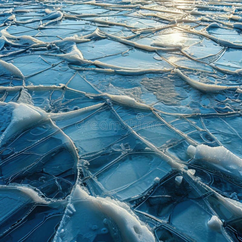 Frozen Water Surface with Bizarre Patterns Stock Illustration ...