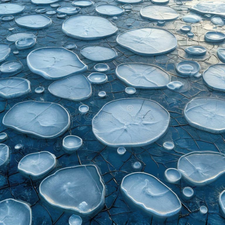 Frozen Water Surface with Bizarre Patterns Stock Illustration ...
