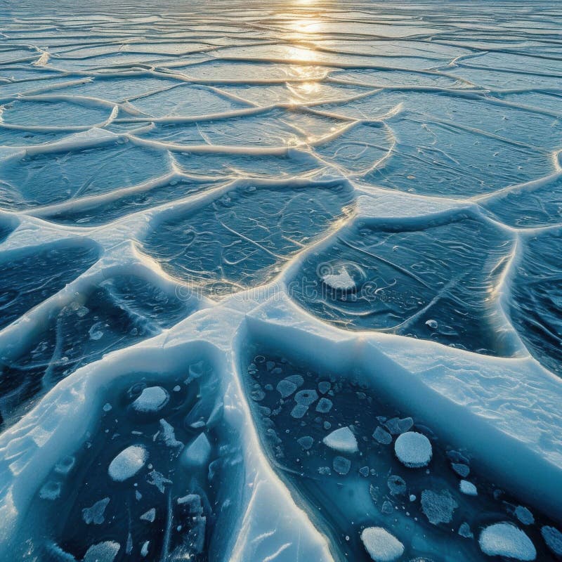 Frozen Water Surface with Bizarre Patterns Stock Illustration ...