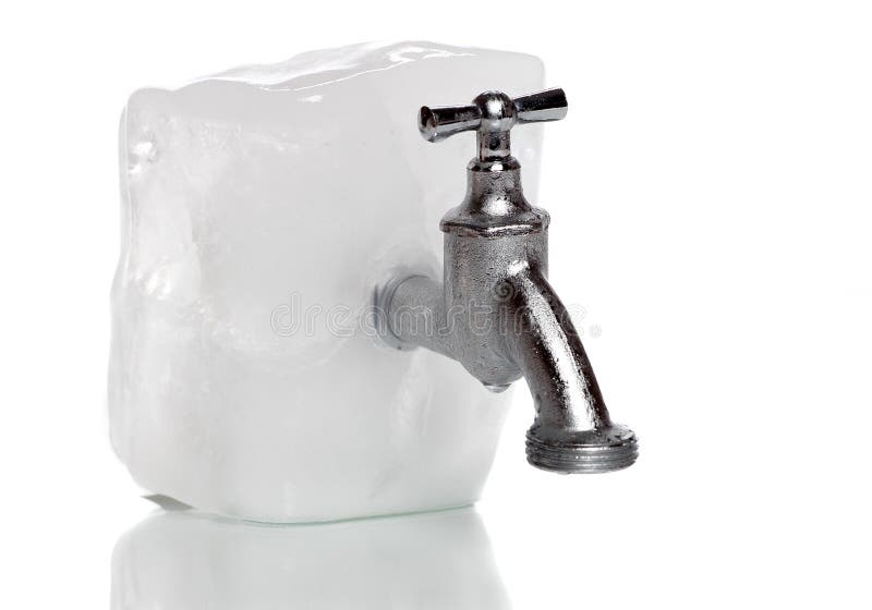 Frozen Water-tap on Ice Rock Stock Image - Image of abstract, white ...