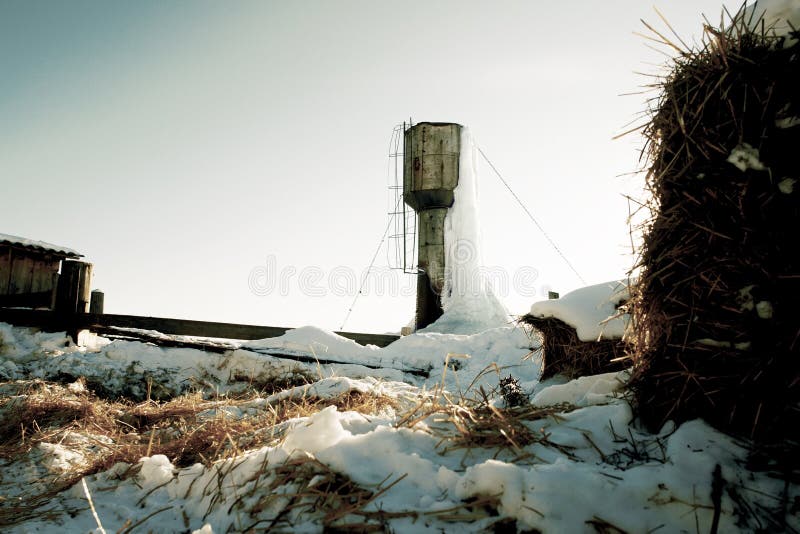 Frozen tower crane stock image. Image of cargo, covered - 207429747