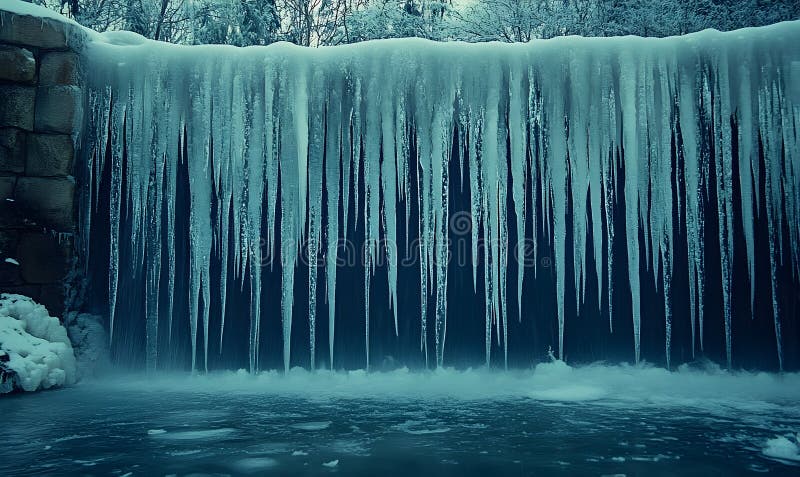 Frozen Waterfall stock illustration. Illustration of icicles - 368675979