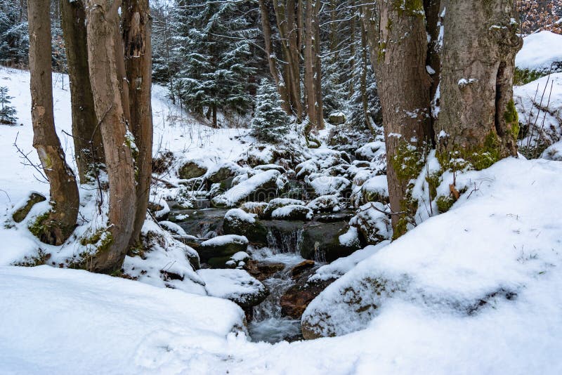Cascading Snow Creek Falls. Stock Image - Image of snow, natural: 57379457