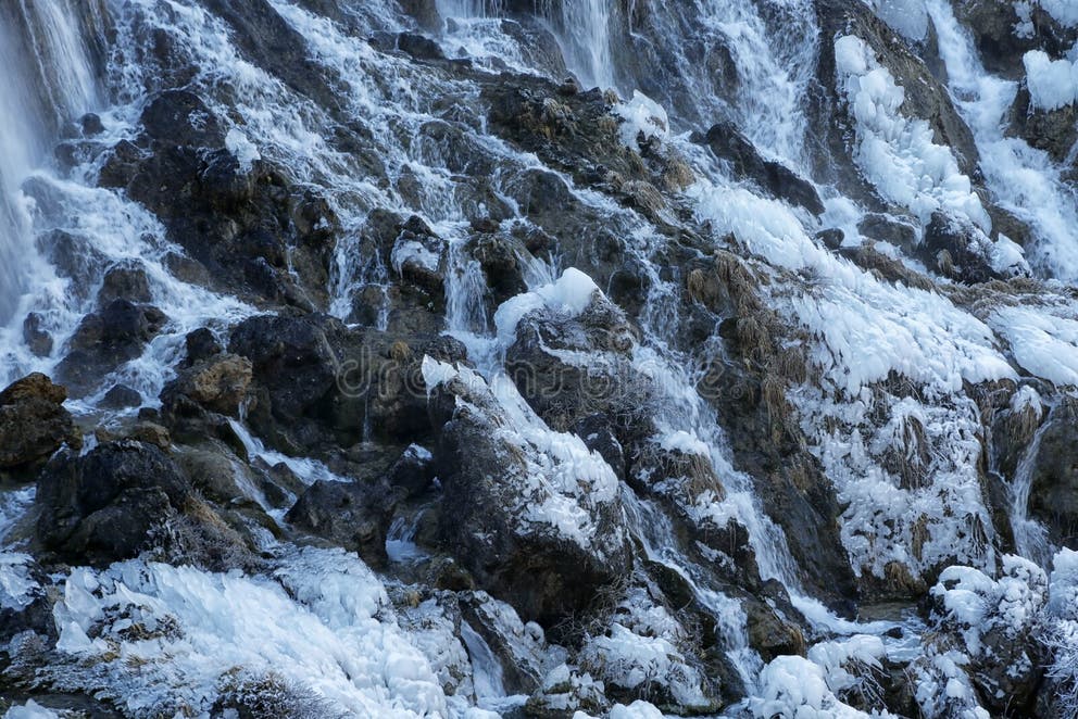 Frozen waterfall stock photo. Image of snowfall, landscape - 65301554