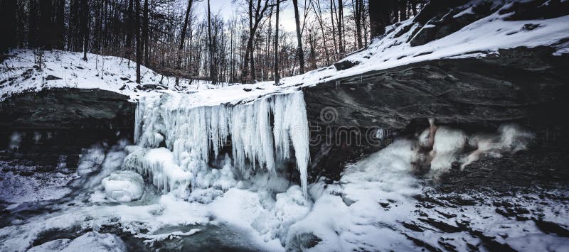 Waterfall in Cold Winter Day Stock Photo - Image of beautiful, stream ...