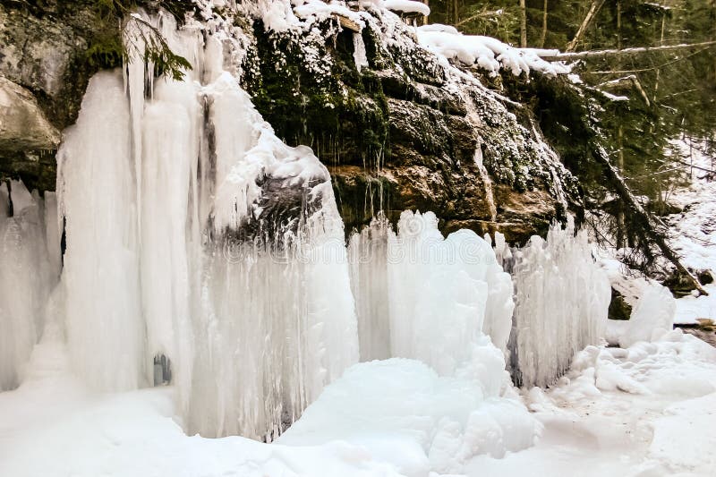 A Frozen Waterfall with Ice and Snow Stock Photo - Image of wilderness ...