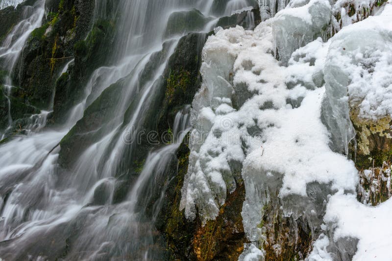Frozen Waterfall in the Mountain in Winters Stock Image - Image of ...