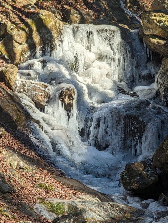 Frozen Waterfall in Nature in the Cold Winter Stock Image - Image of ...
