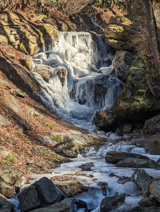 Frozen Waterfall in Nature in the Cold Winter Stock Image - Image of ...