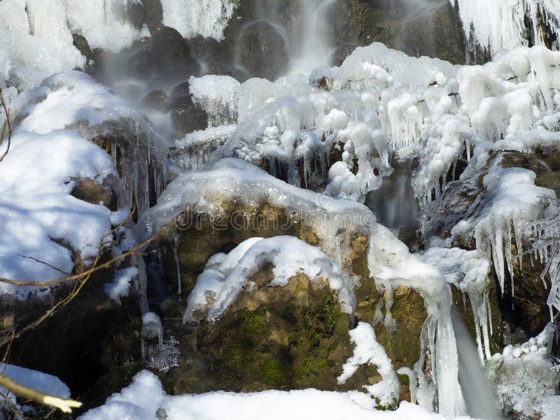Frozen waterfall river , stock photo. Image of cloudy - 239620200