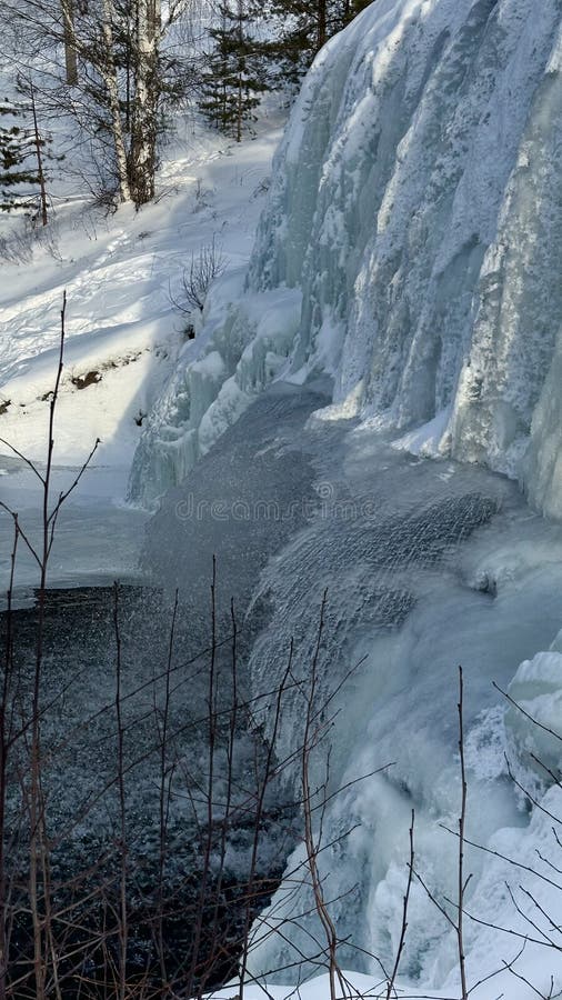Frozen Waterfall on the River on a Freezing Winter Day Stock Photo ...