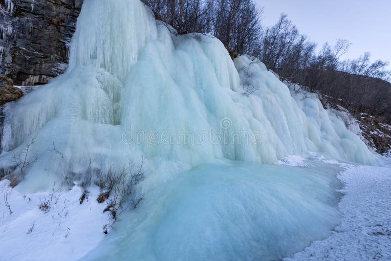 Frozen Waterfall on the Rock Stock Photo - Image of journey, crystal ...