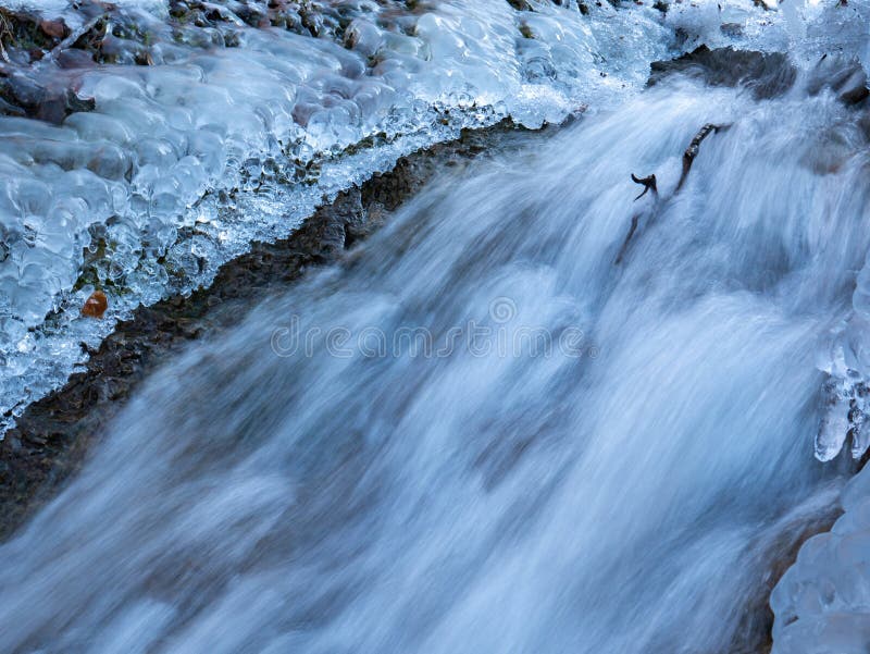 Amazing Icicles on a Small Waterfall Stock Image - Image of river ...