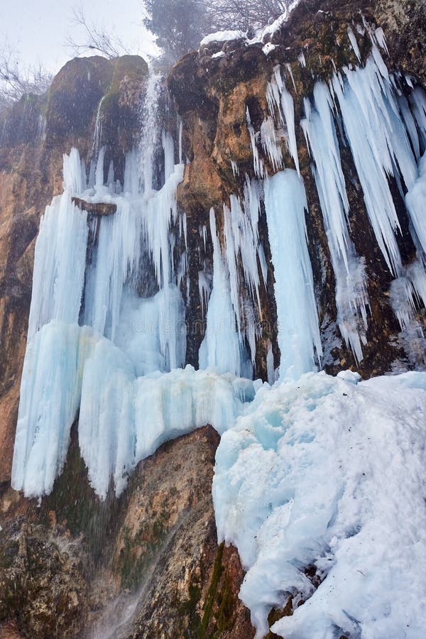 Frozen Waterfall in the Winter Stock Photo - Image of background, light ...