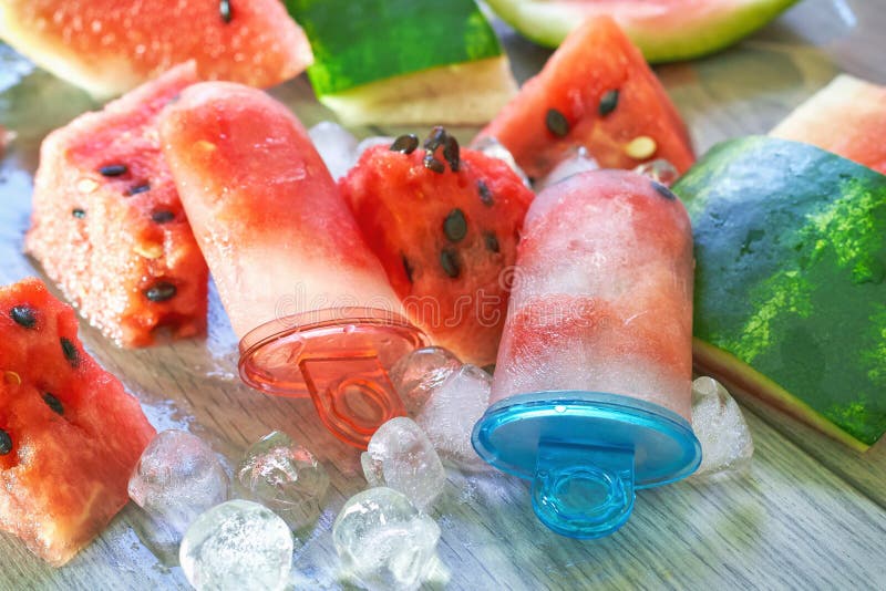 Frozen Watermelon Popsicles Stock Image - Image of colorful, frosty ...