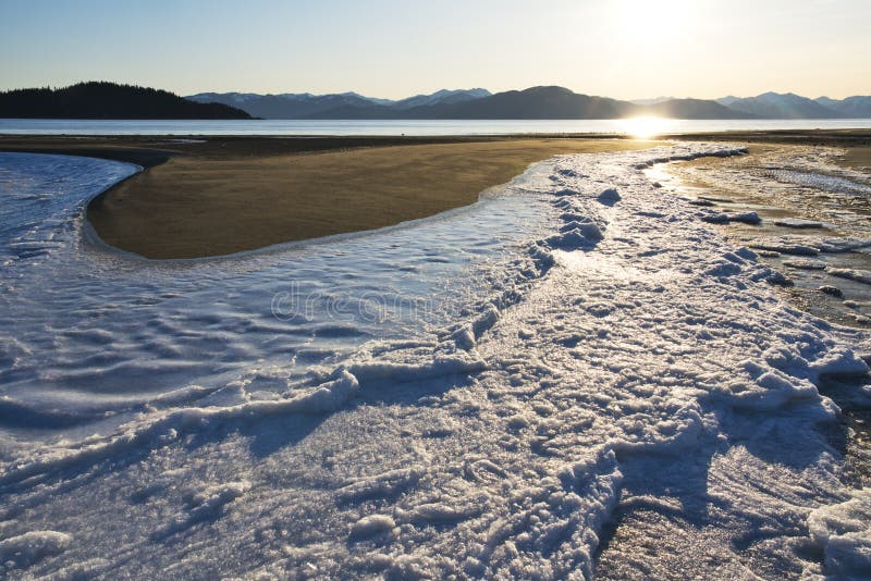 Frozen Waves on an Alaskan Beach Stock Image - Image of sandy, straight ...