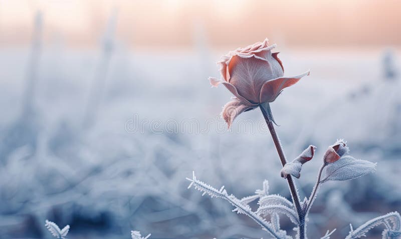 Frozen White Roses in a Frosty Field. Created with AI Stock ...