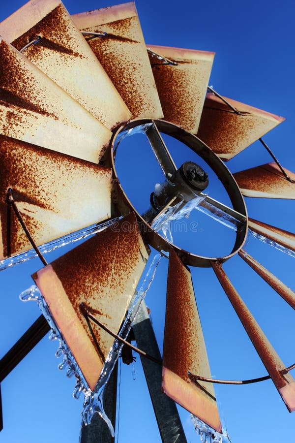 Frozen Windmill stock photo. Image of rusted, winter - 45284658