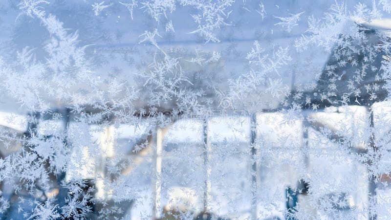 Frozen Window, Beautiful Snowflakes on the Window Stock Photo - Image ...
