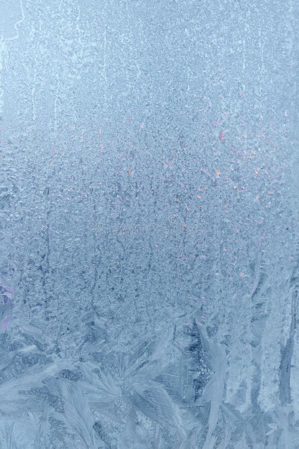 Frozen Window, Frost Drawing on Glass in Cold Winter Stock Image ...