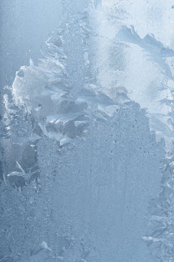 Frozen Window, Frost Drawing on Glass in Cold Winter Stock Photo ...
