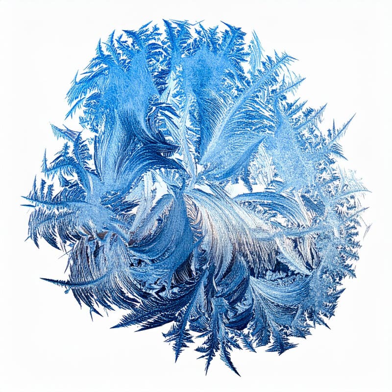 Frozen Window Glass with Ice Crystal Formation on White Background ...