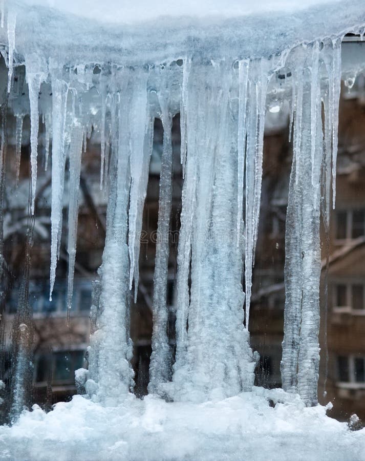 Frozen Window with Icicle on it Stock Photo - Image of closeup, frosty ...