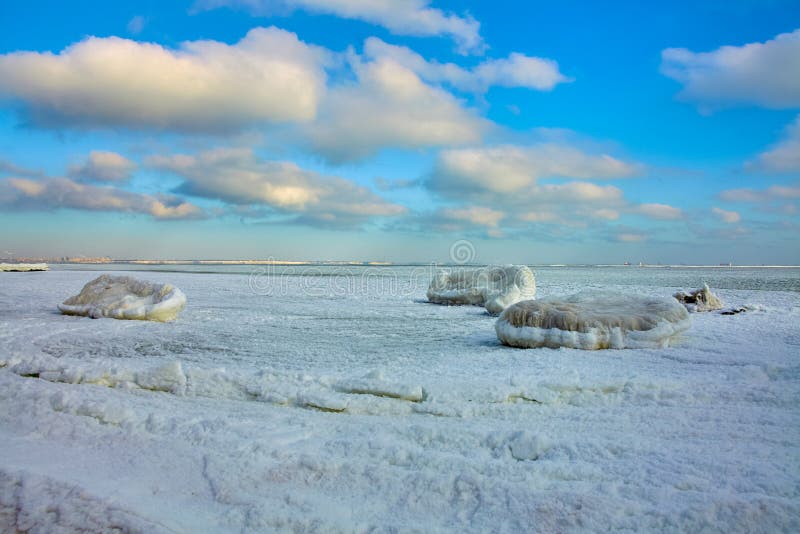 Frozen Winter Beach on Black Sea Stock Photo - Image of favorite, frost ...