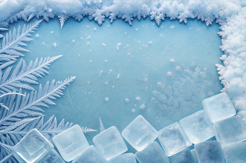 Frozen Winter Scene with Ice Cubes and Frost Stock Illustration ...