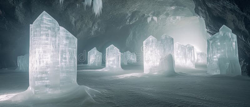 Frozen Wonderland Translucent Ice Cave with Soft Diffused Light ...