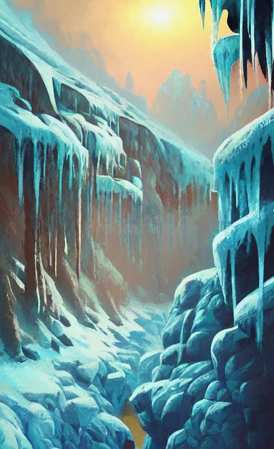 Frozen world - digital art stock illustration. Illustration of ...