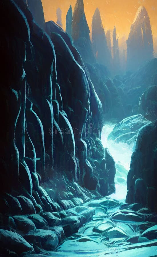 Frozen world - digital art stock illustration. Illustration of ...