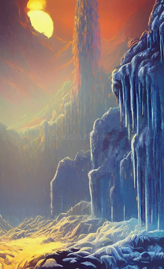 Frozen world - digital art stock illustration. Illustration of ...