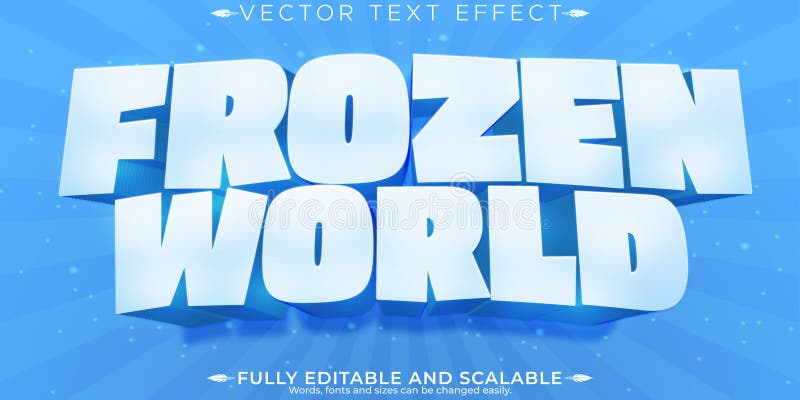 Frozen World Text Effect, Editable Ice and Cold Text Style Stock Vector ...