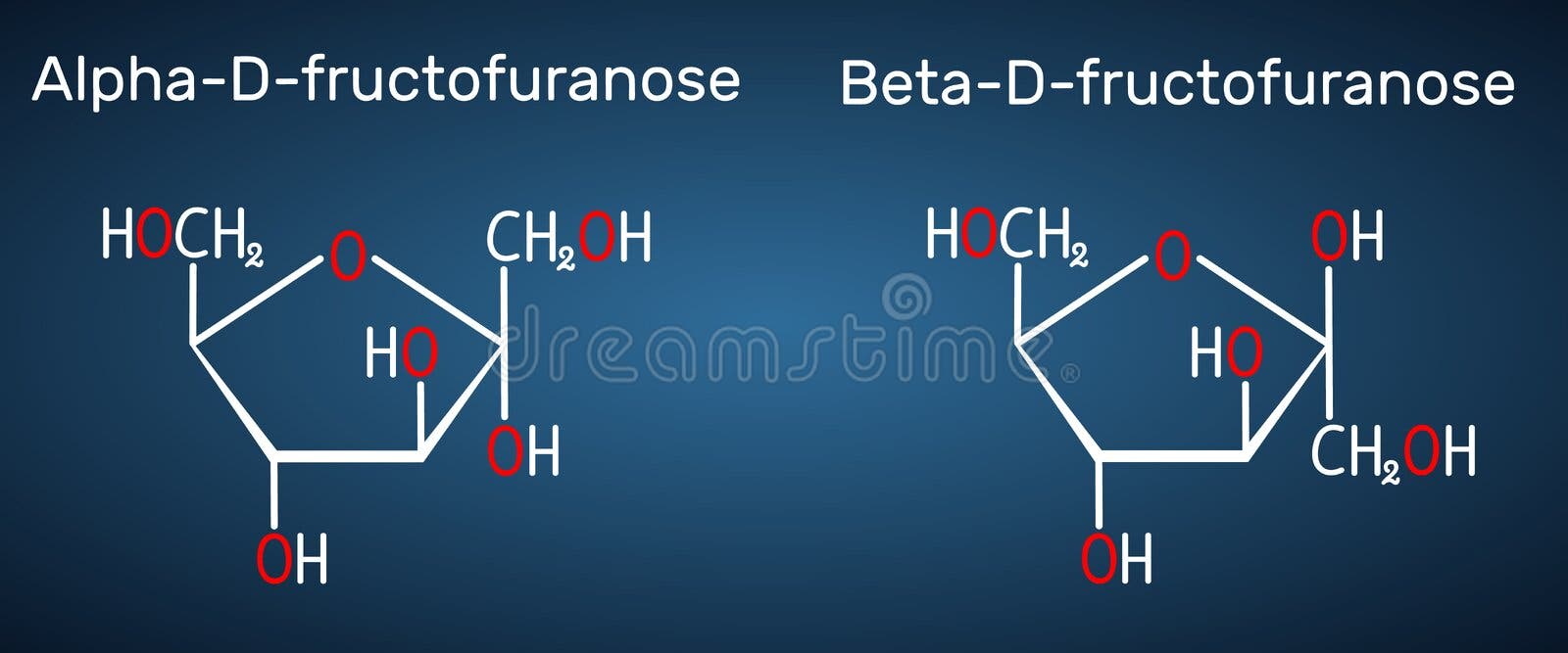Fructose, Alpha-D-fructofuranose, Beta-D-fructofuranose Molecule ... Fructose, Alpha-D-fructofuranose, Beta-D-fructofuranose Molecule ...