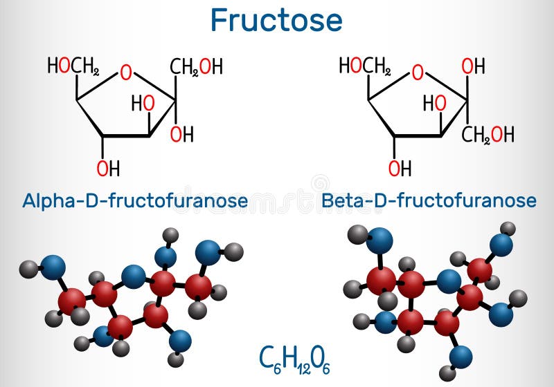 Fructose, D-fructosemolecule Lineaire Vorm Structureel Chemisch Formule ...