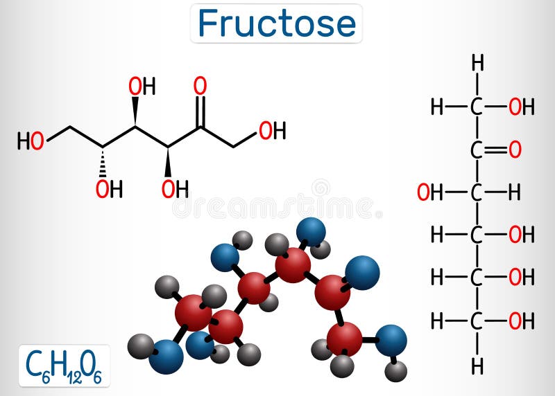 Fructose, D-fructosemolecule Lineaire Vorm Structureel Chemisch Formule ...