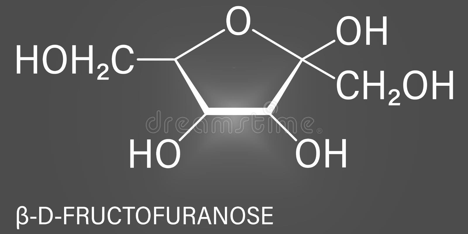 Fructose or D-fructose Fruit Sugar Molecule. Component of High-fructose ...