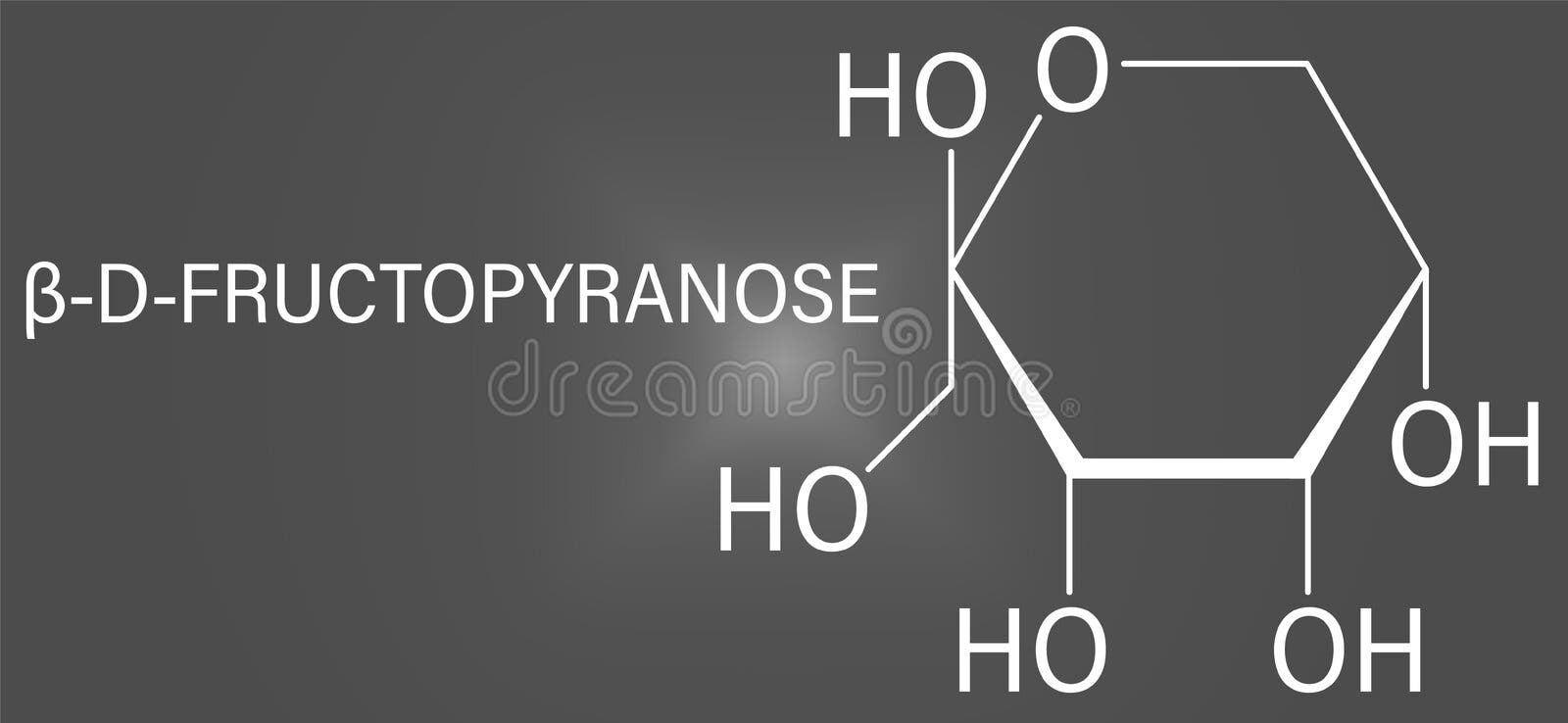 Fructose or D-fructose Fruit Sugar Molecule. Component of High-fructose ...