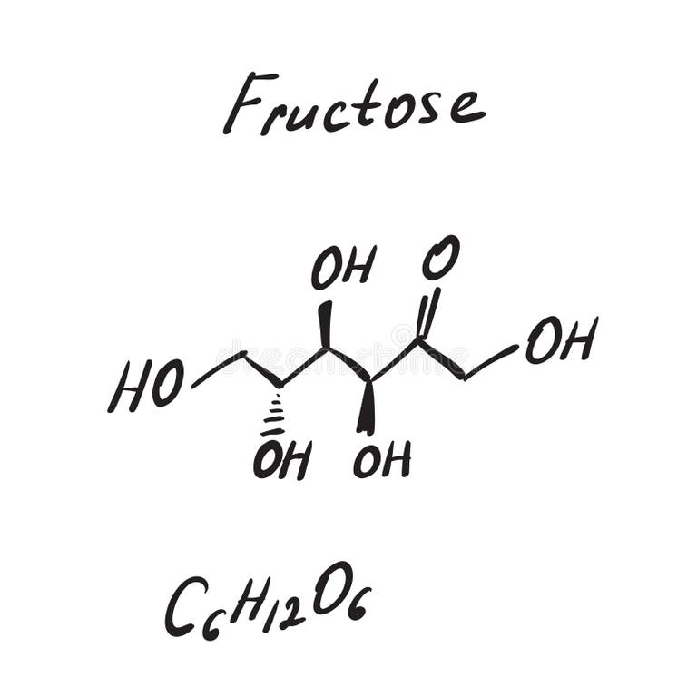 Fructose (D-fructose) Fruit Sugar Molecule Formula, High-fructose Corn ...