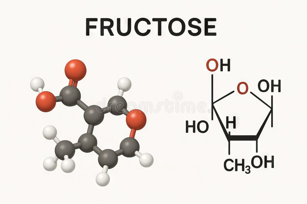 Fructose Molecule Simple Composition with Molecular Structure Diagram ...