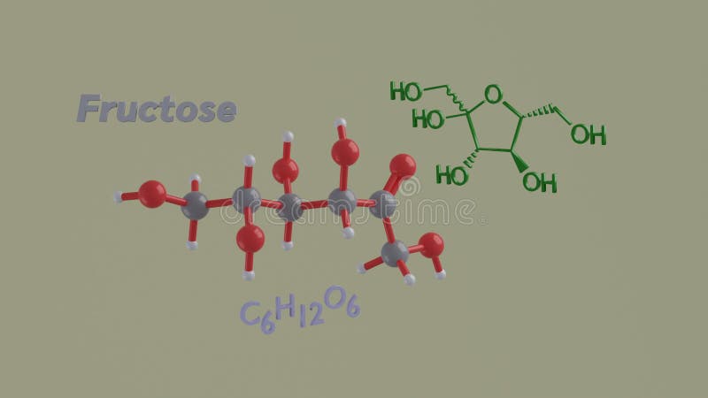 Fructose Reducing Sugar Science Molecule 3D Render Illustration Stock ...