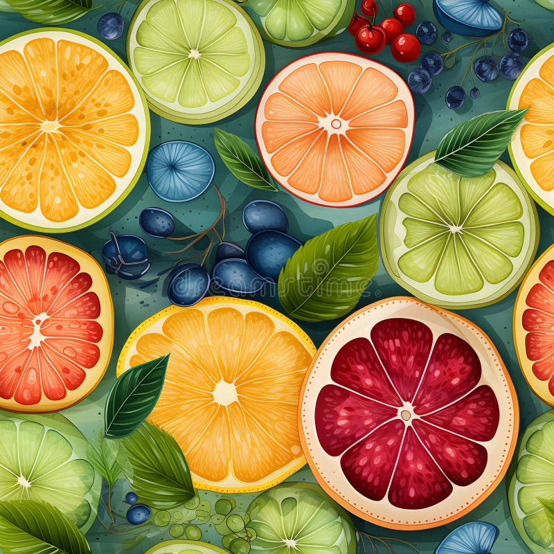 Frui Fiesta Seamless Patterns, Generative AI Stock Illustration ...