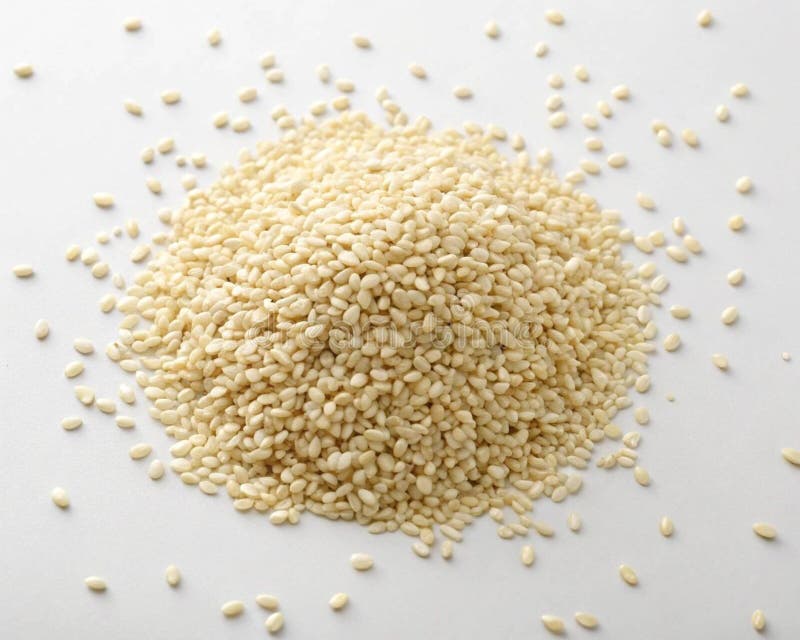 Image of White Sesame Seeds, Separated Pile on White Background. Stock ...