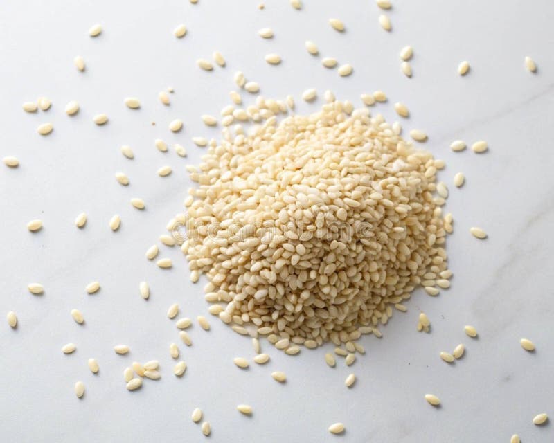 Image of White Sesame Seeds, Separated Pile on White Background. Stock ...