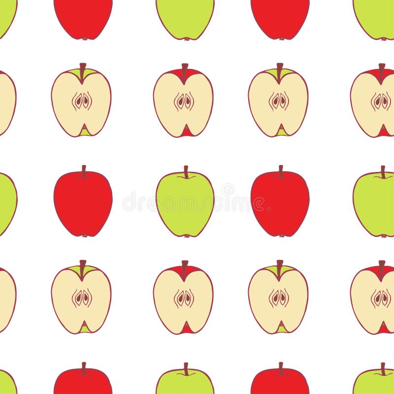 Fruit Apple Seamless Pattern Stock Vector Illustration Of Pattern