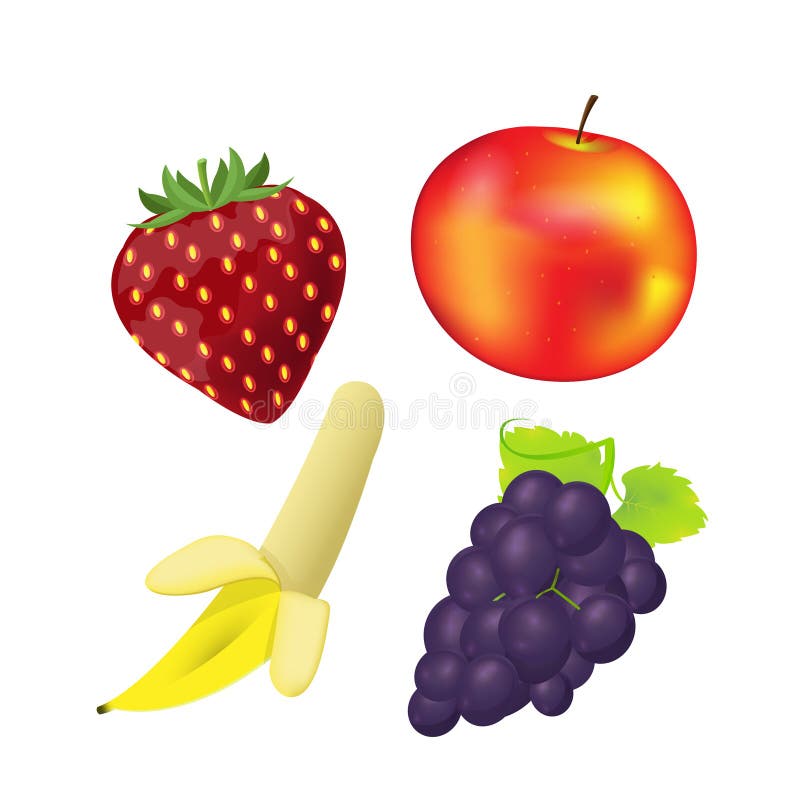 Fruit Apple Strawberry Grape Banana Vector Stock Illustration ...