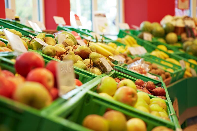 Fruit Area in the Supermarket Stock Image - Image of price, goods ...
