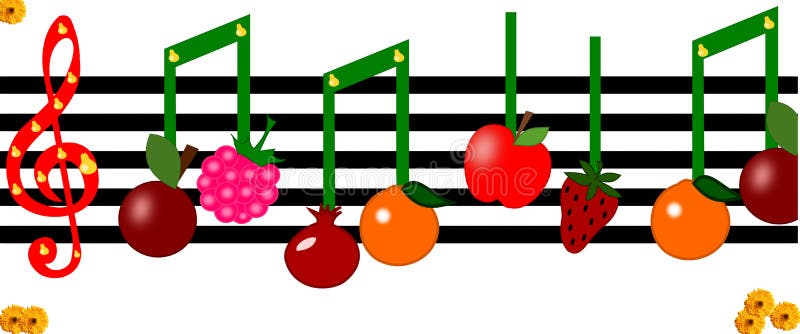 Fruit As Notes on a Musical Figure Stock Illustration - Illustration of ...