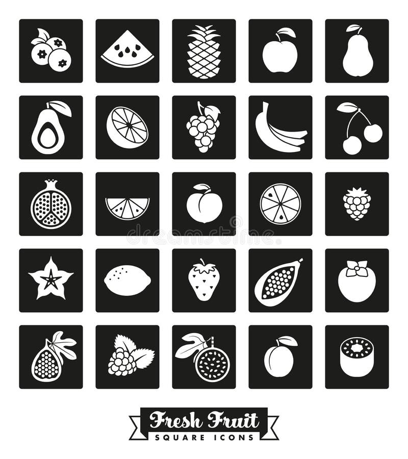 Fruit Assortment Square Color Icon Vector Set Stock Vector ...